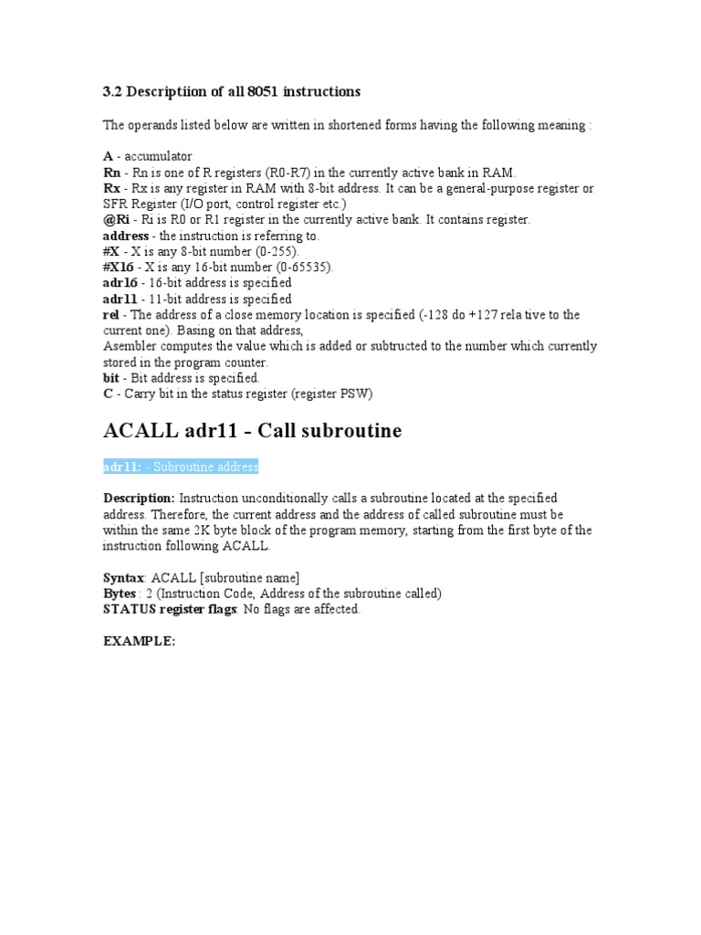lệnh 8051 | PDF | Binary Coded Decimal | C (Programming Language)