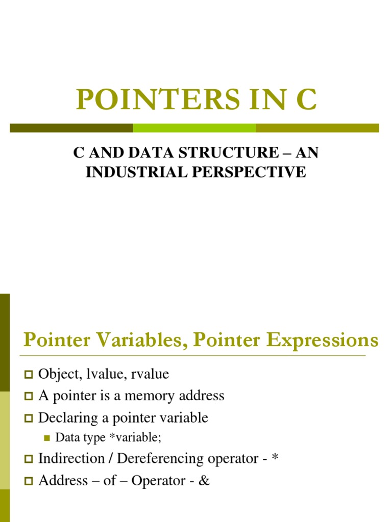 Pointers In C C And Data Structure An Industrial Perspective Pdf Pointer Computer