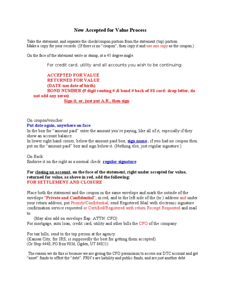 New Accepted For Value Process | PDF | Cheque | Credit Card