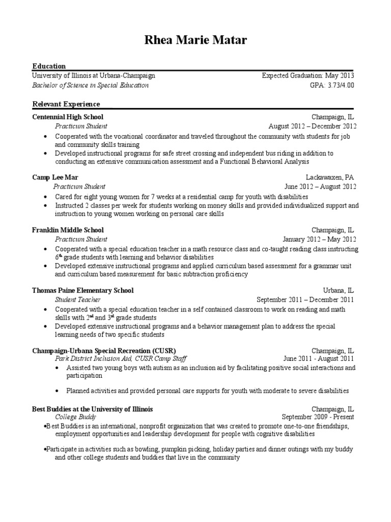Matar Resume Eport | PDF | Inclusion (Education) | Special Education