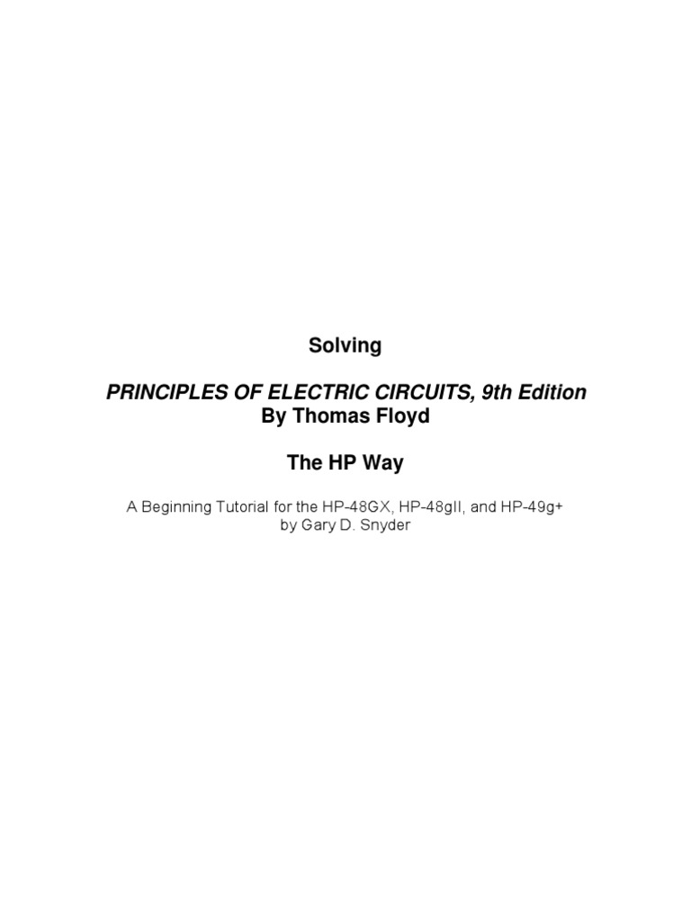 Principles of Electric Circuits | PDF | System Of Linear Equations ...
