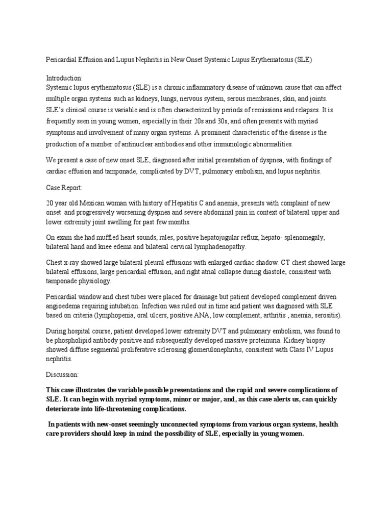 Lupus Case Report | PDF | Systemic Lupus Erythematosus | Rtt