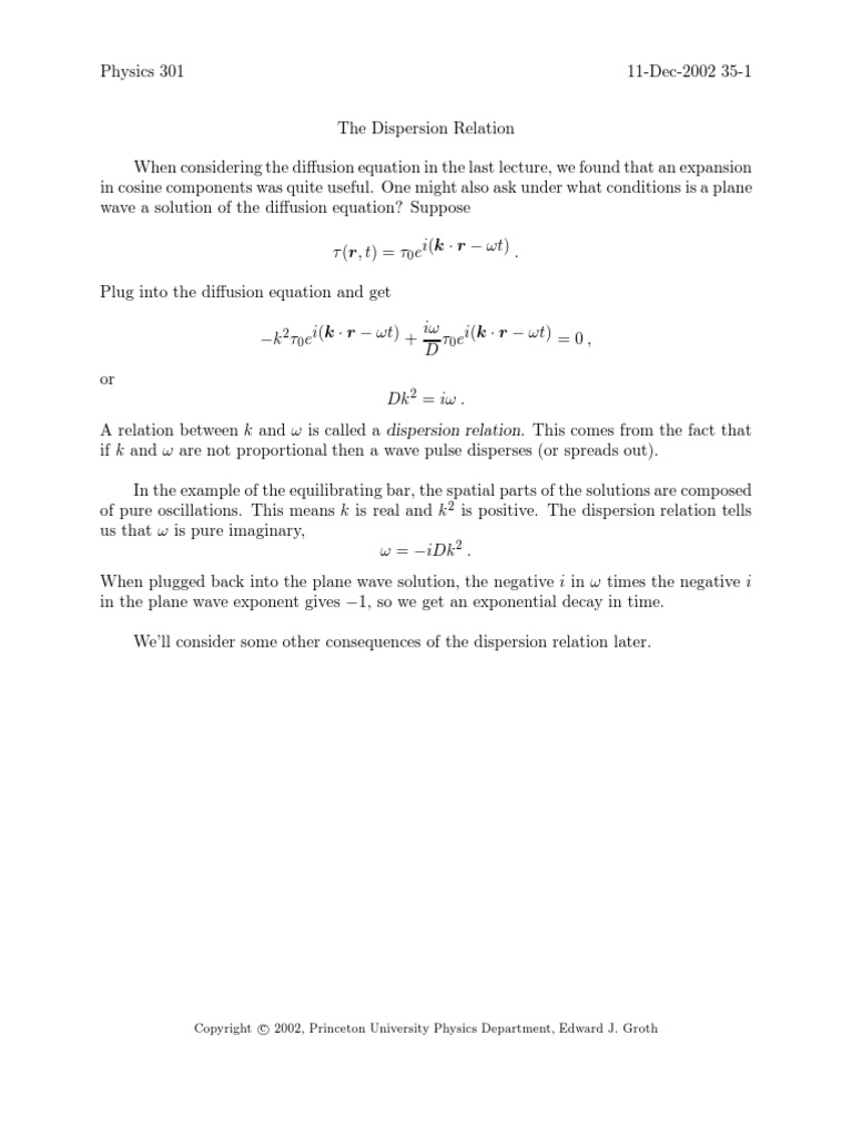 Thermal Physics Lecture 35 | PDF | Diffusion | Green's Function