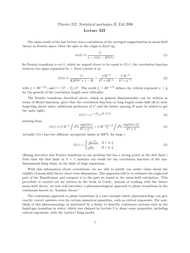 Statistical Mechanics Lecture Notes (2006), L12 | PDF | Phase ...