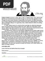 Reading Comprehension Worksheet Galileo Galilei | PDF