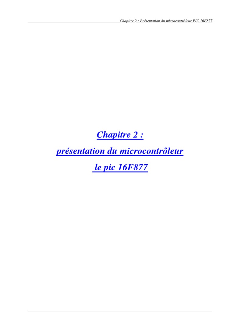 Pic 16f877 Rapport | PDF | Microcontrôleur | Entrée/Sortie