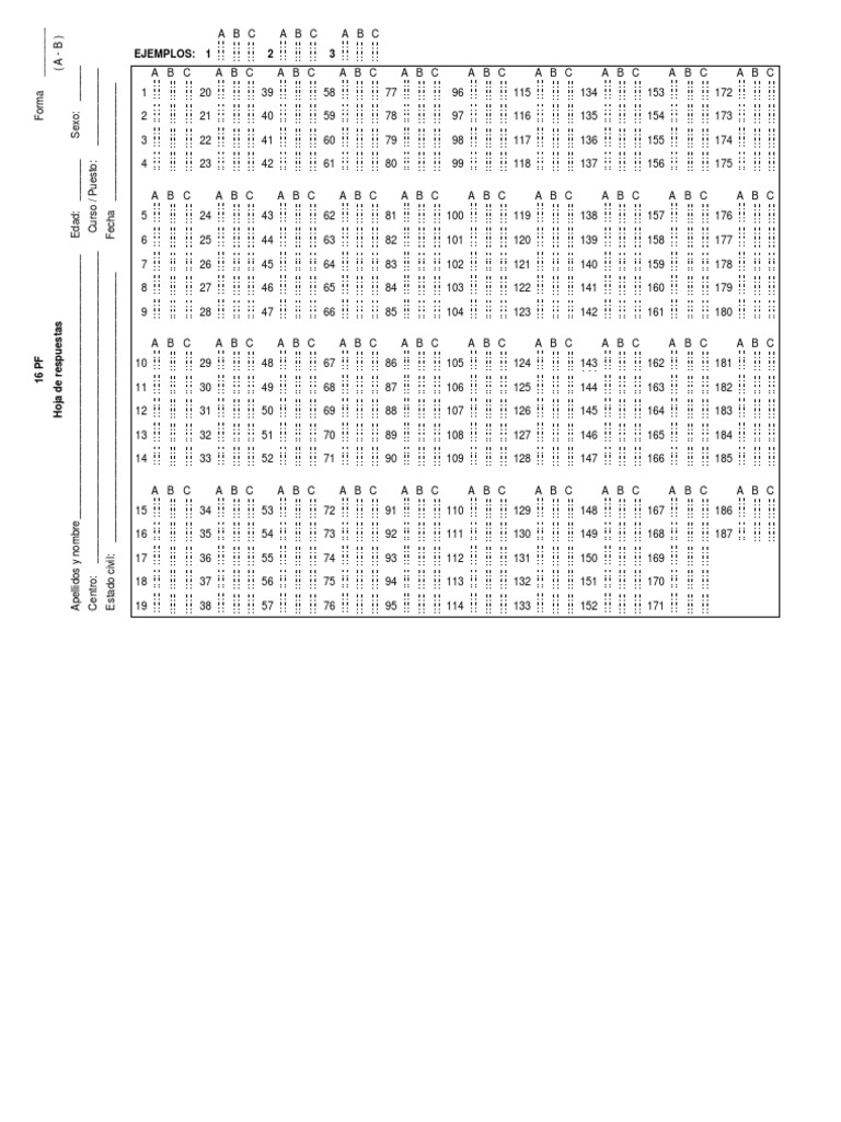 HOJA RESPUESTAS 16PF
