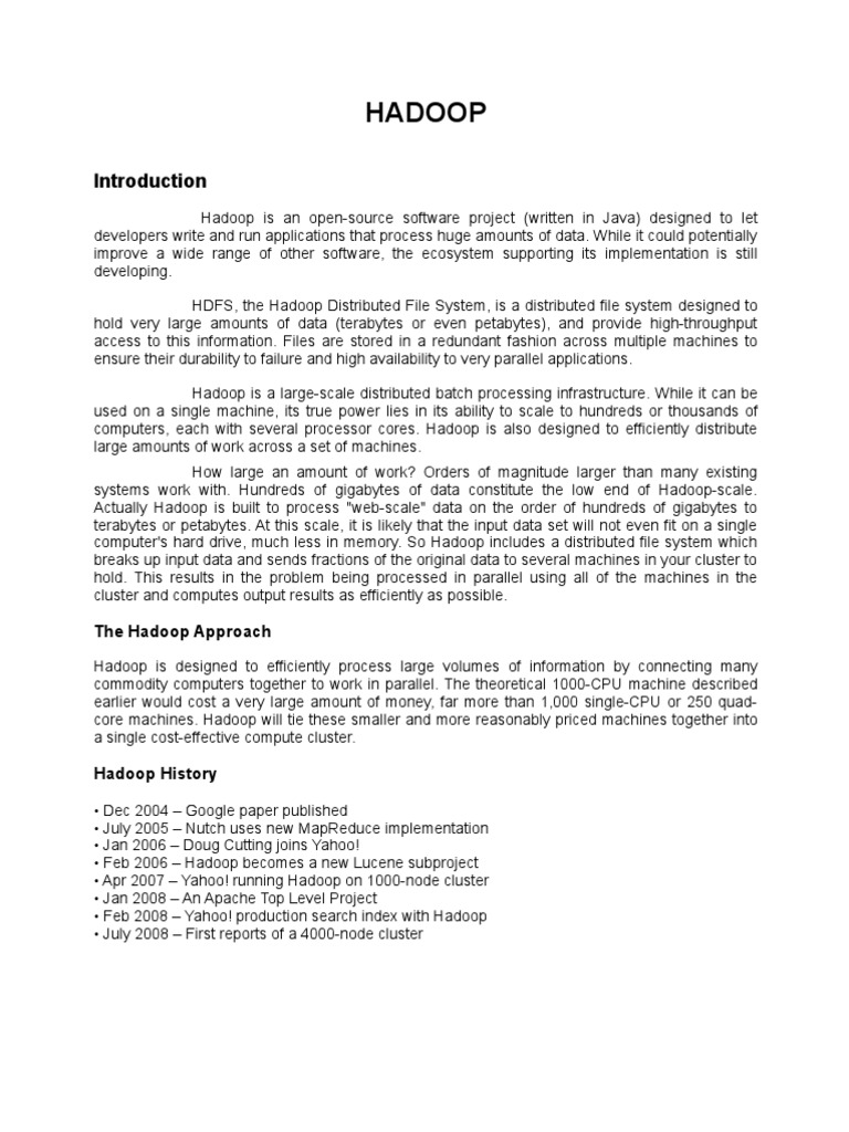 The Hadoop Approach Pdf Apache Hadoop File System