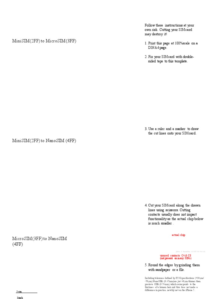 DIY SIM Card Cutting Guide | PDF