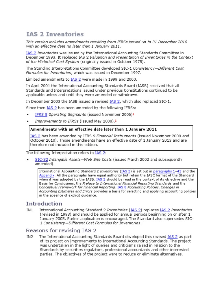 IAS 2 Inventories | PDF | International Financial Reporting Standards ...