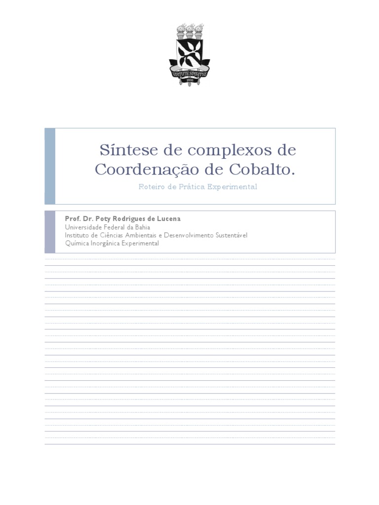Síntese de [Co(NH3)6]Cl3 | PDF | Composto de coordenação | Peróxido de ...