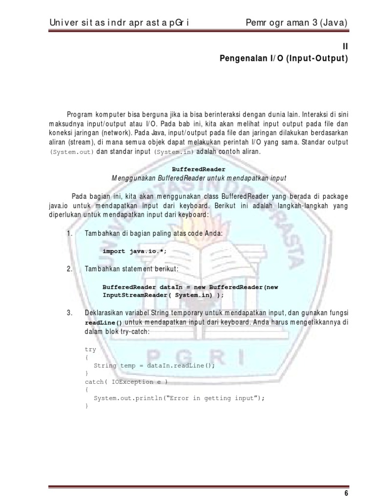 Input & Output Pada Java | PDF