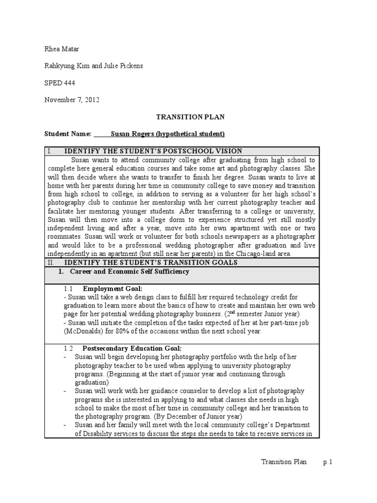 Transition Plan | Individualized Education Program | School Counselor