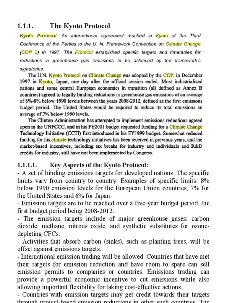 1.1.1.1. Key Aspects of The Kyoto Protocol | PDF | Kyoto Protocol ...