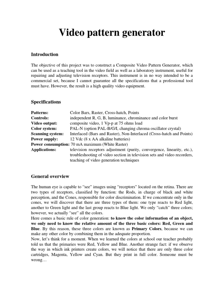 Video Pattern Generator | PDF | Rgb Color Model | Video