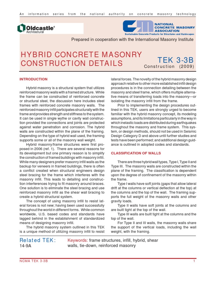 Hybrid Concrete Masonry Construction Details | PDF | Framing ...
