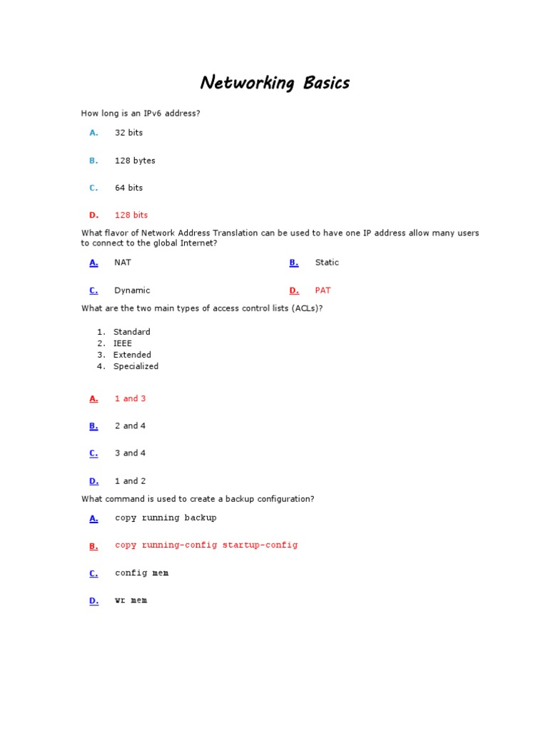 Networking Questions and Answers | PDF | Internet Protocol Suite | Routing