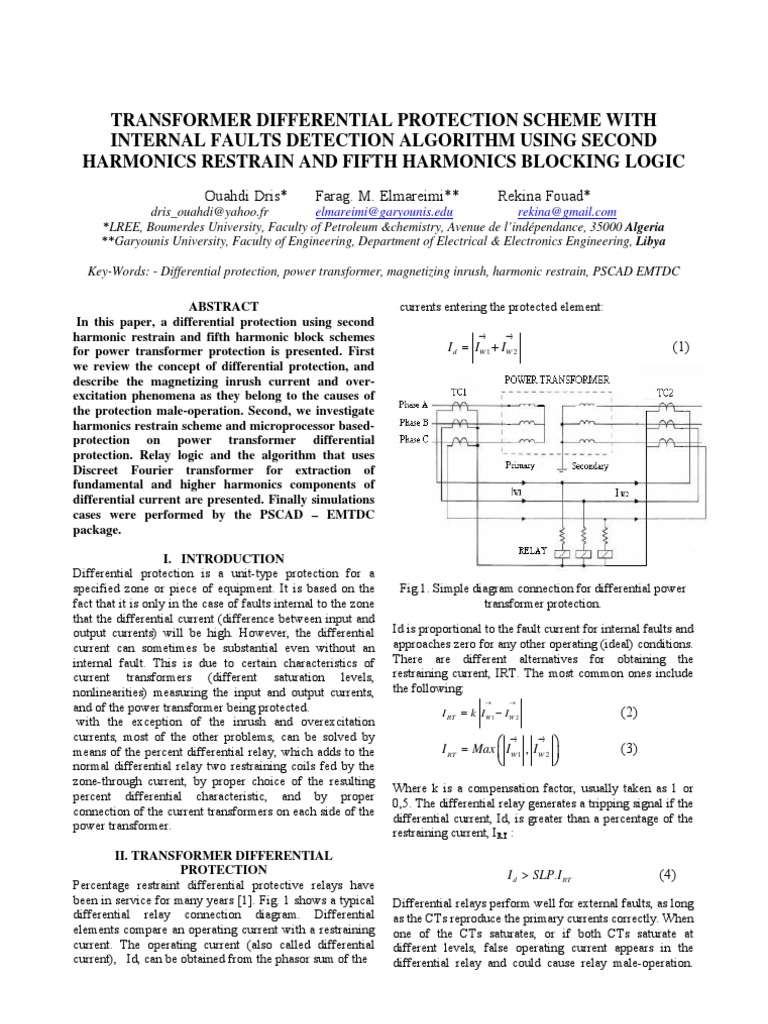 Transformer Differential Protection | PDF | Analog To Digital Converter ...