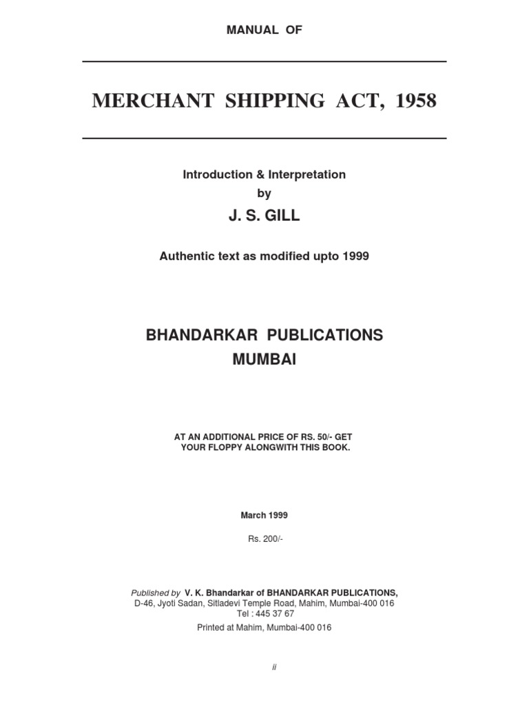 Merchant Shipping Act | PDF | Bill (Law) | Statutory Interpretation