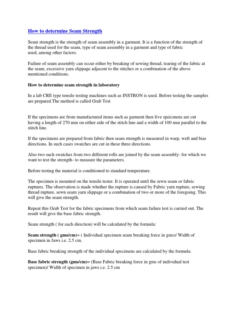 Seam Strength Testing Guide | PDF