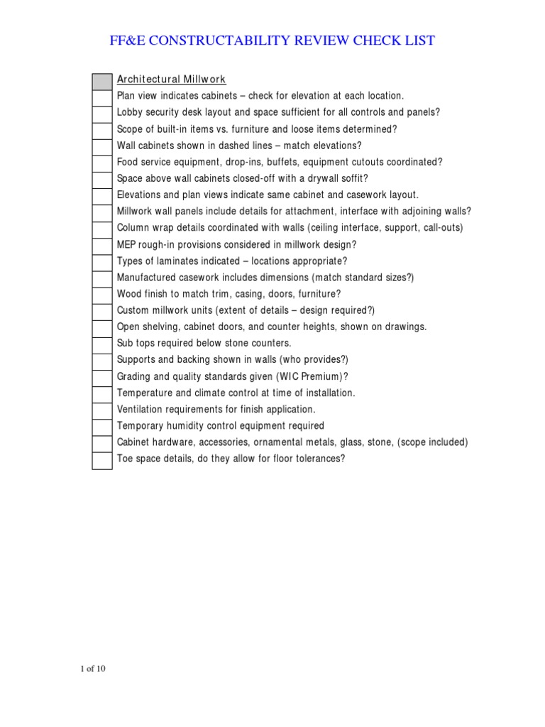 Constructability Check List | PDF | Ceiling | Elevator