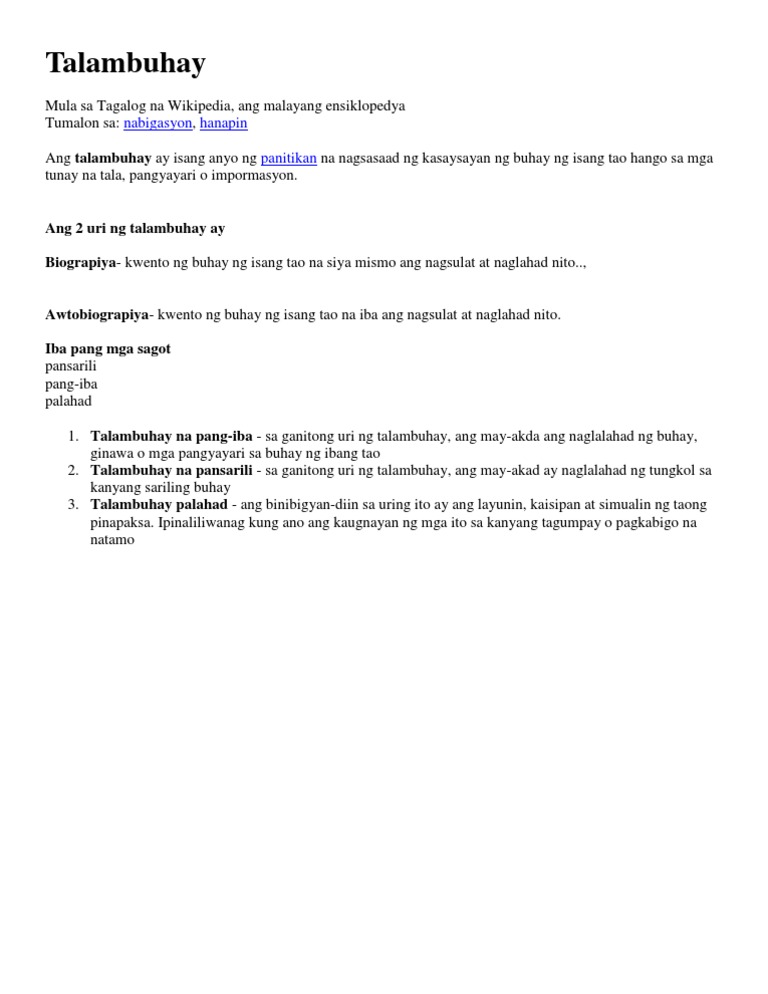 Talambuhay Example Talambuhay | PDF