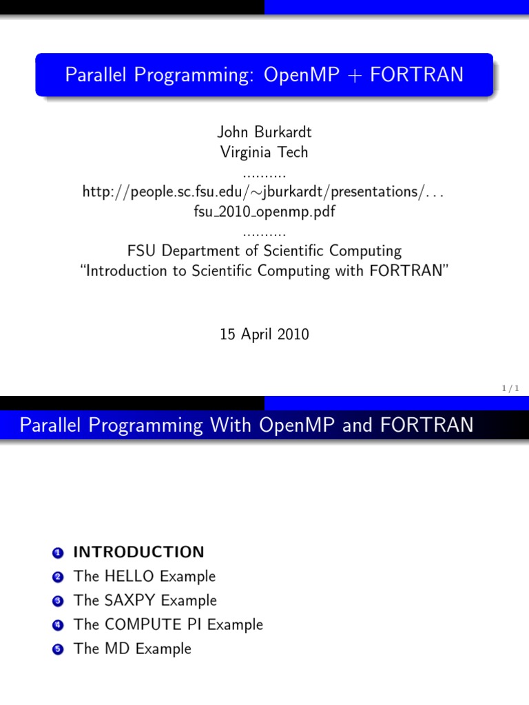 Parallel Programming Openmp Fortran Pdf Parallel Computing 9268