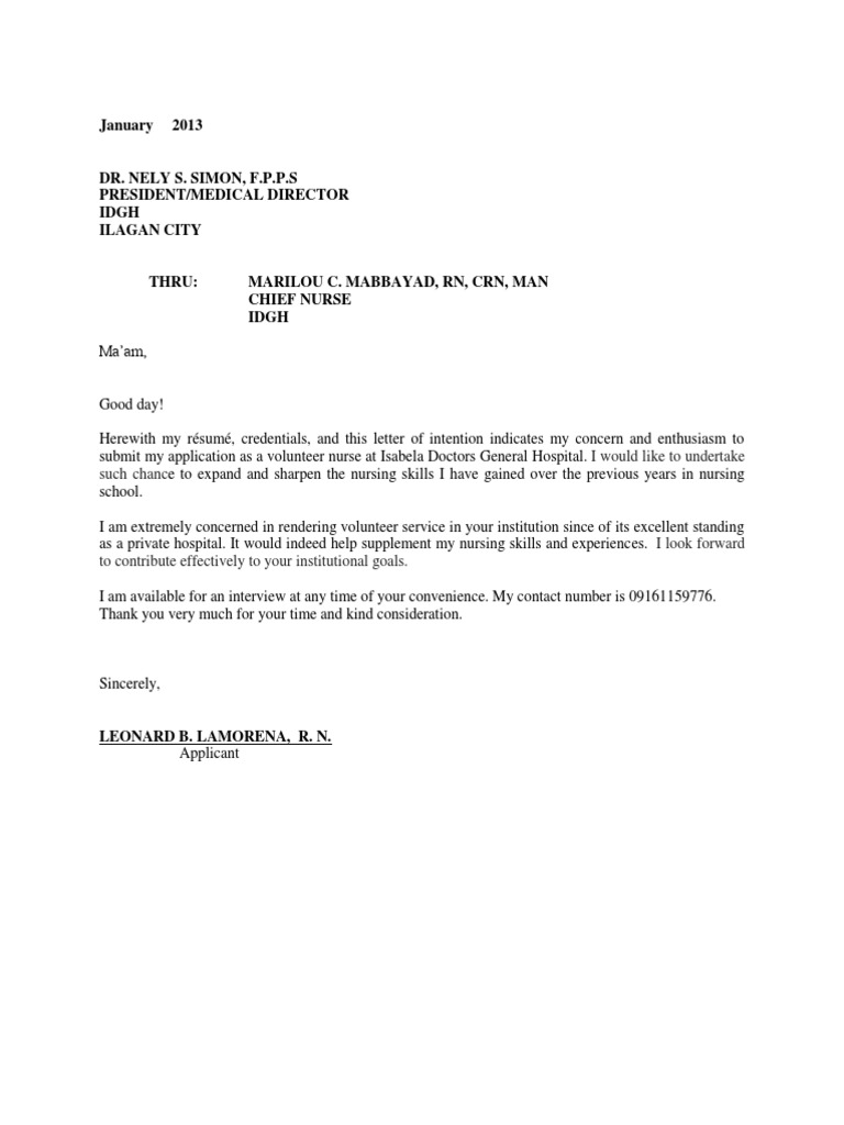 IDGH Cover Letter | PDF | Nursing | Physician