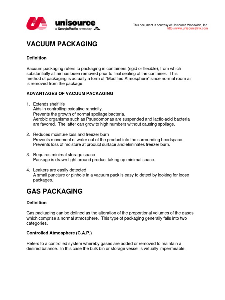 Vacuum Packaging: This Document Is Courtesy of Unisource Worldwide, Inc ...
