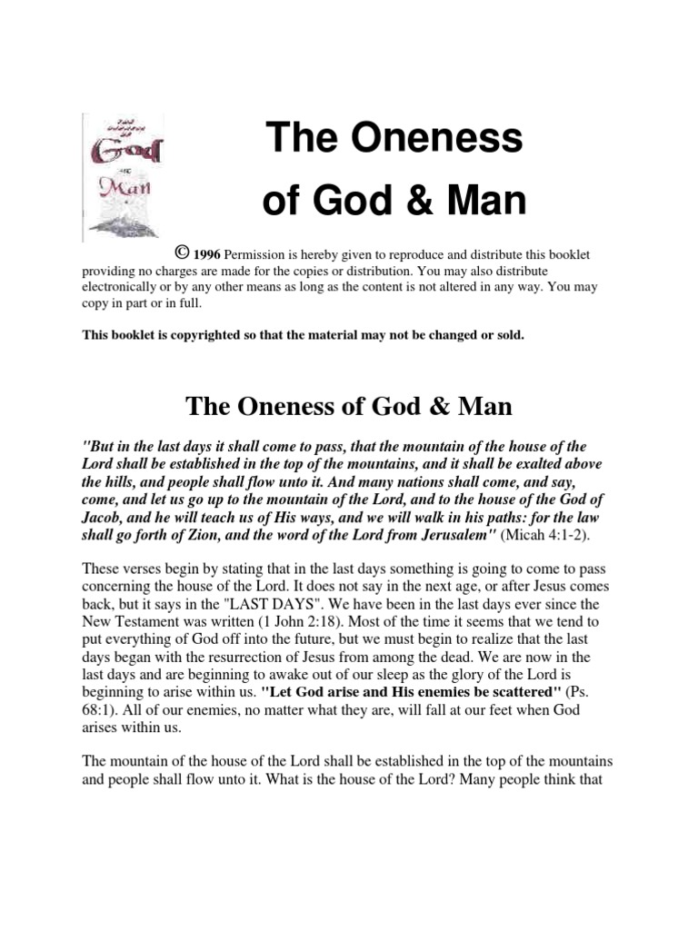 The Oneness of God and Man by Gary Siegler | PDF | Glory (Religion ...