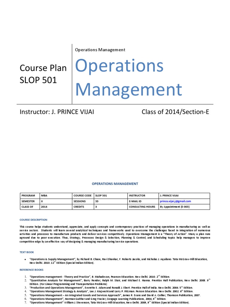 Om | PDF | Lean Manufacturing | Operations Management