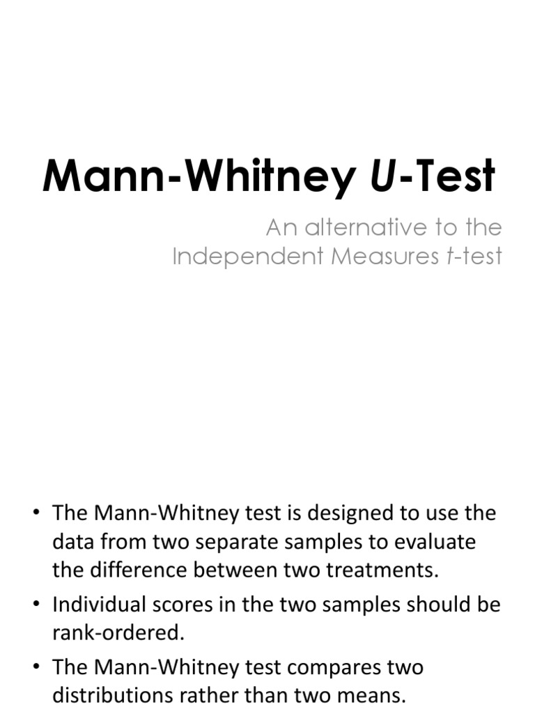 Mann Whitney U Test | PDF | Mann–Whitney U Test | Type I And Type Ii Errors