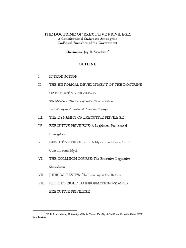Doctrine of Executive Privilege | PDF | Executive Privilege ...