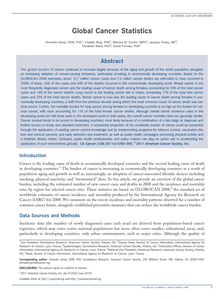 Cancer Statistics | PDF | Cancer | Breast Cancer