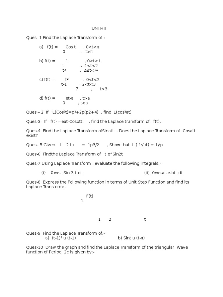 UNIT3&5 | PDF | Laplace Transform | Differential Equations