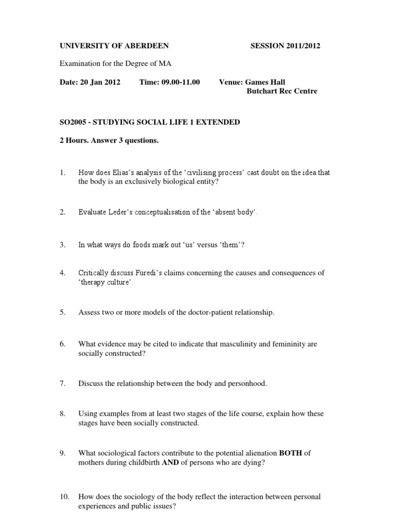 Sociology Exam: Social Life Analysis | PDF
