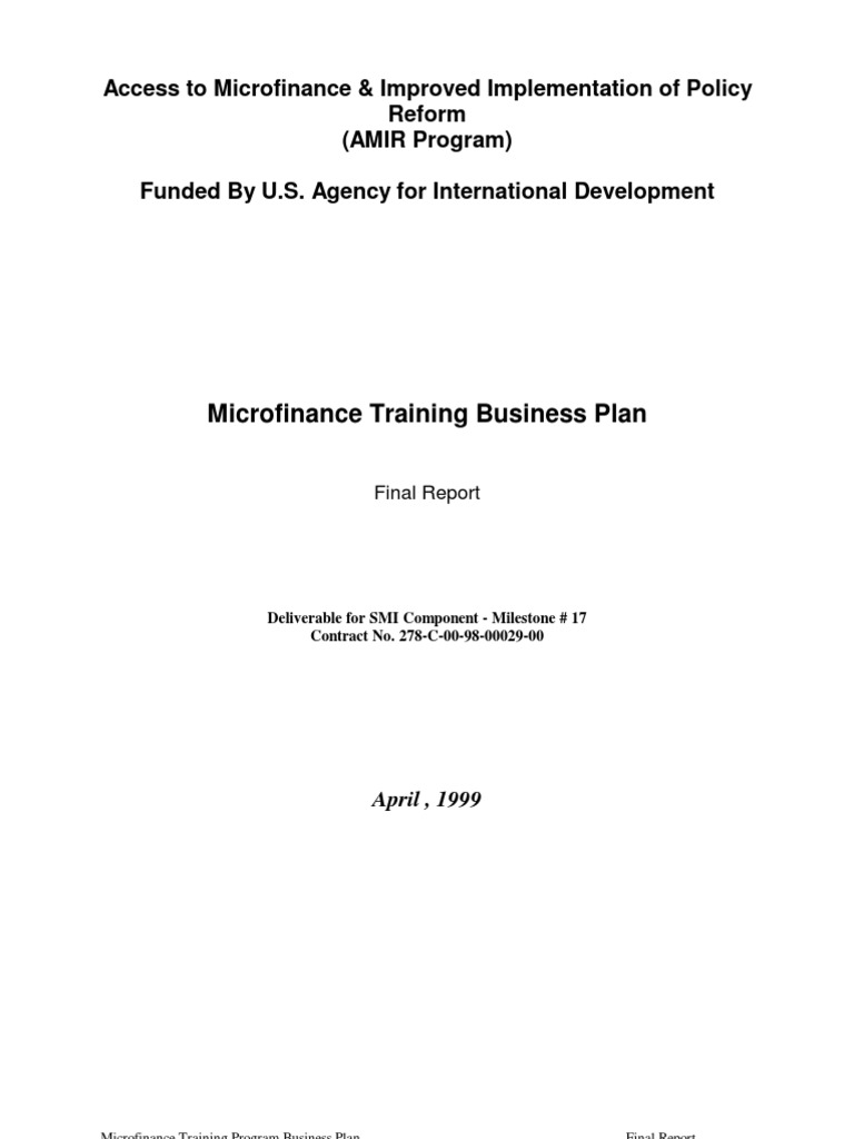 Microfinance Training Business Plan | PDF | Microfinance | Business Plan