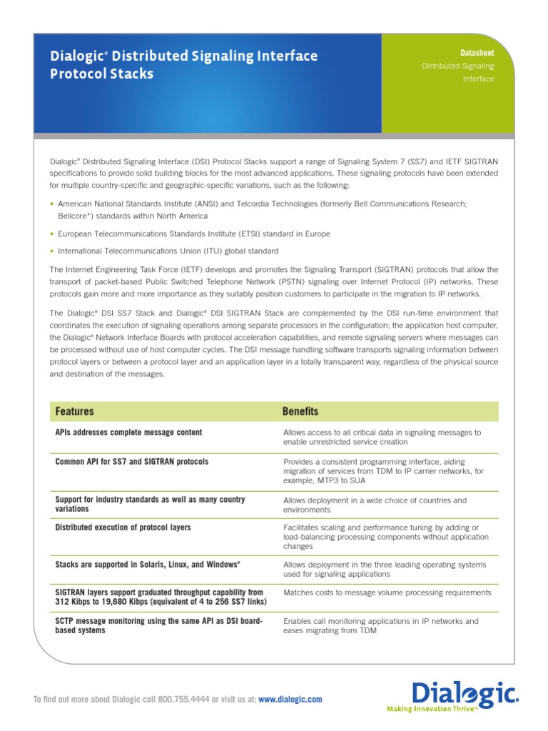 Dialogic Ss7 Sigtran Stack Pdf Computer Network Network Protocols