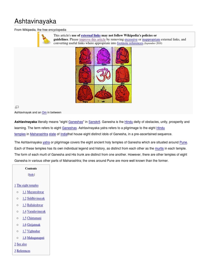 Ashtavinayak Detail | PDF | Hindu Worship | Hindu Deities