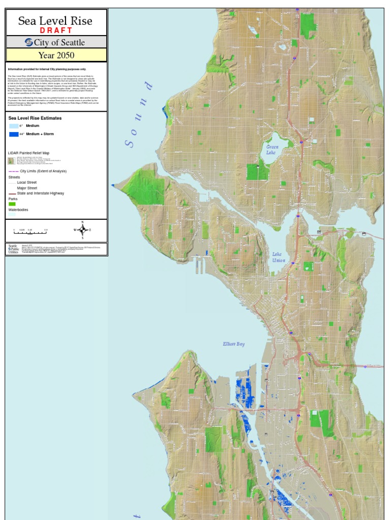 Seattle Sea-Level Map: 2050 | PDF | Earth Sciences | Physical Geography