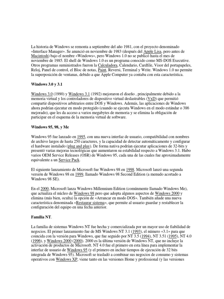 Evolución de Windows: 1981-2023 | PDF | Microsoft Windows | Microsoft