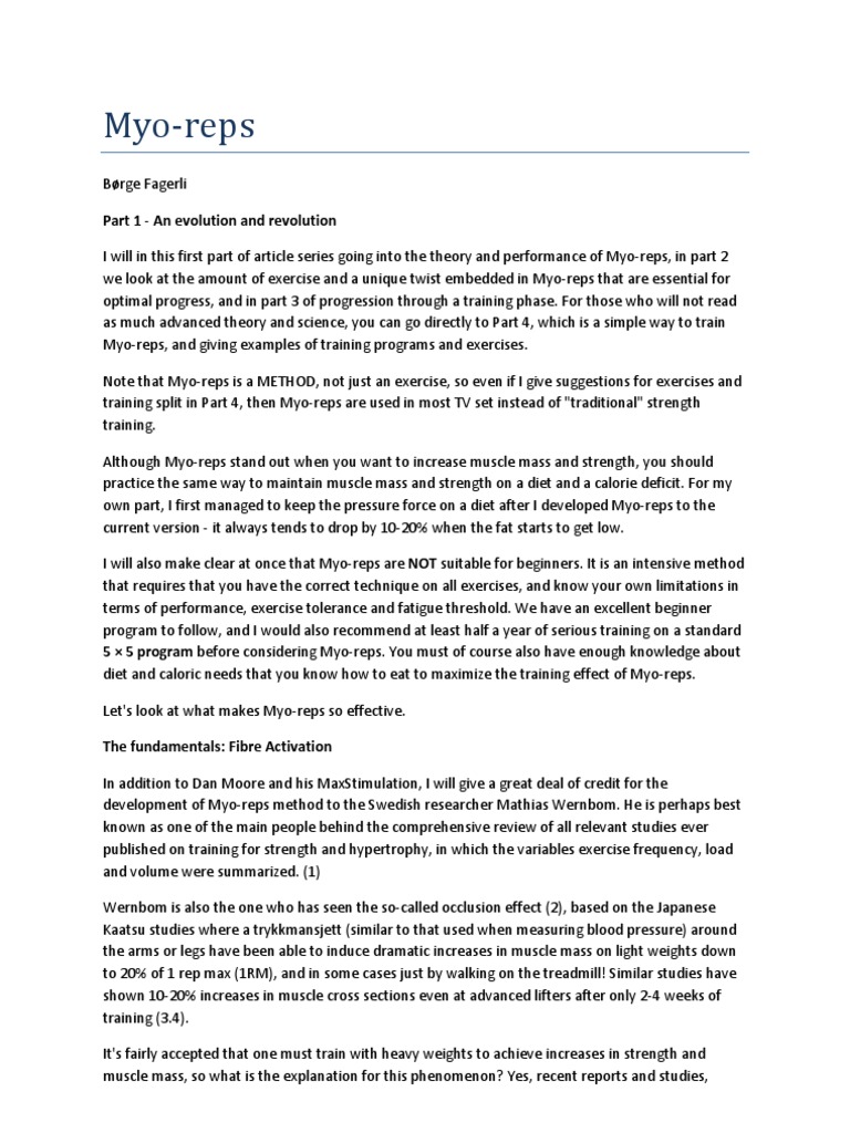 Myo Rep Training | Download Free PDF | Muscle Hypertrophy | Muscle