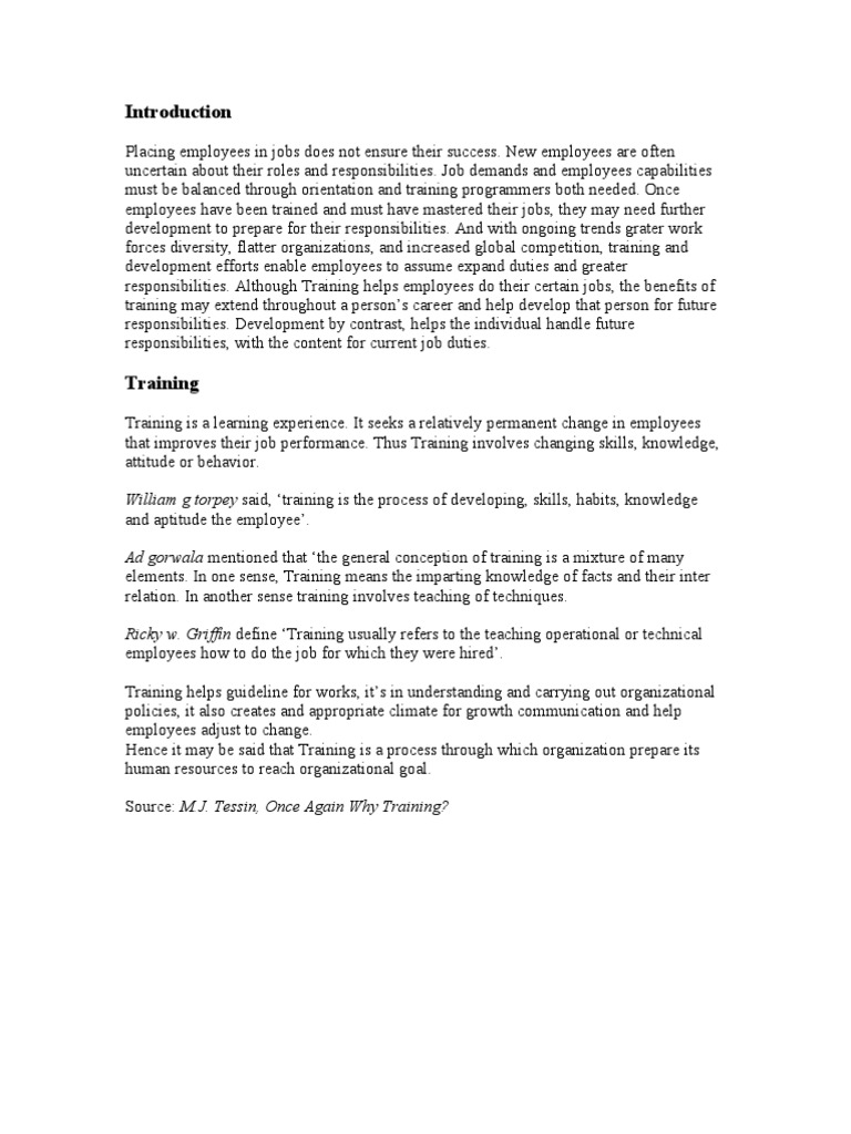 Assignment On Training & Development | PDF | Employment | Human Resources