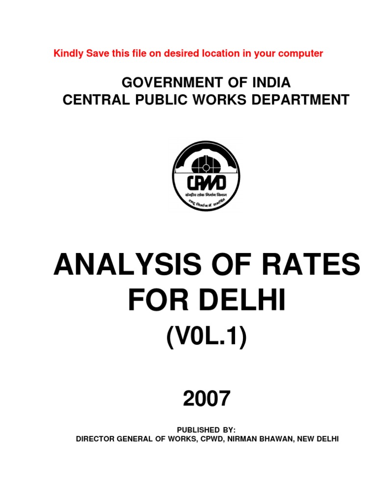 CPWD Rate Analysis | PDF | Door | Asphalt