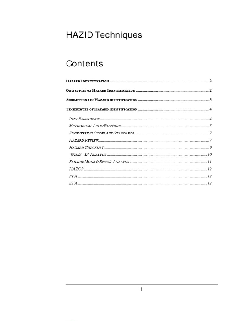 02 - HAZID Techniques - Applications and Limitations | PDF | Hazards ...