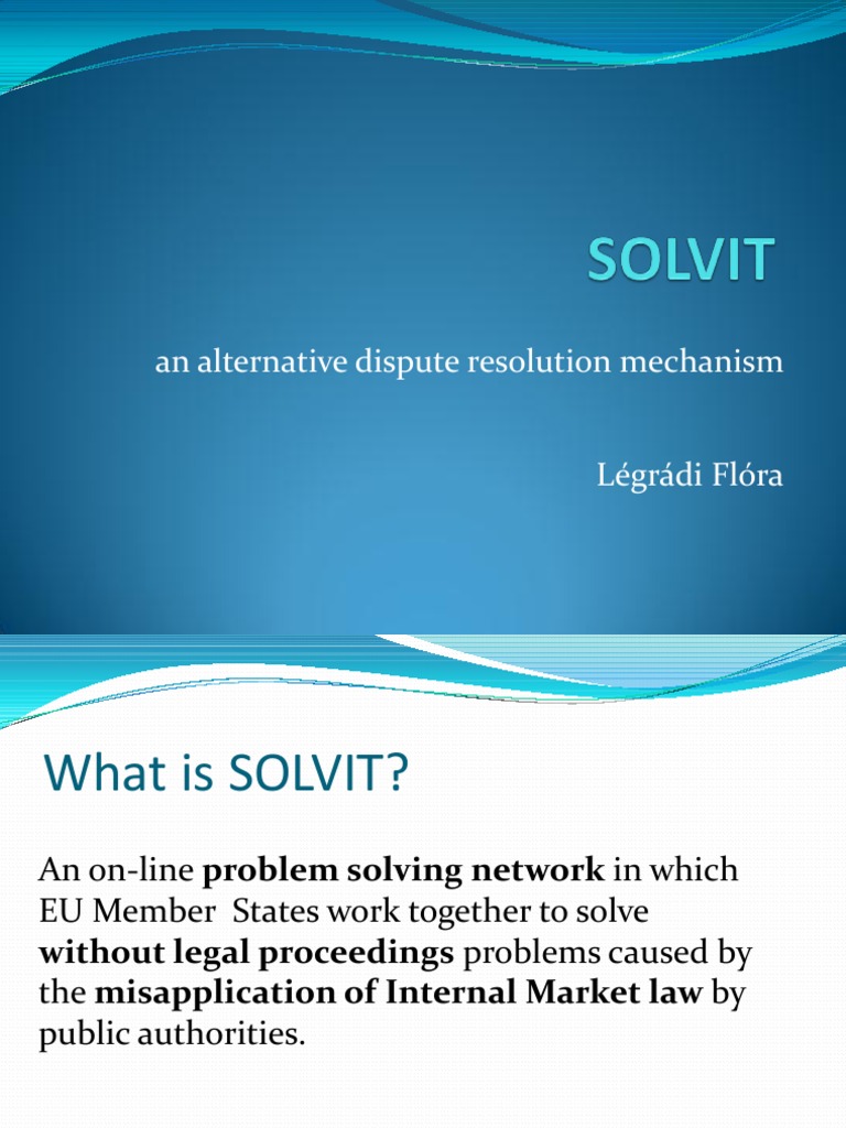 SOLVIT: EU Online Dispute Resolution Guide | PDF