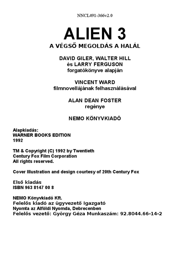 Allan Dean Foster - A Vegso Megoldas Halal | PDF