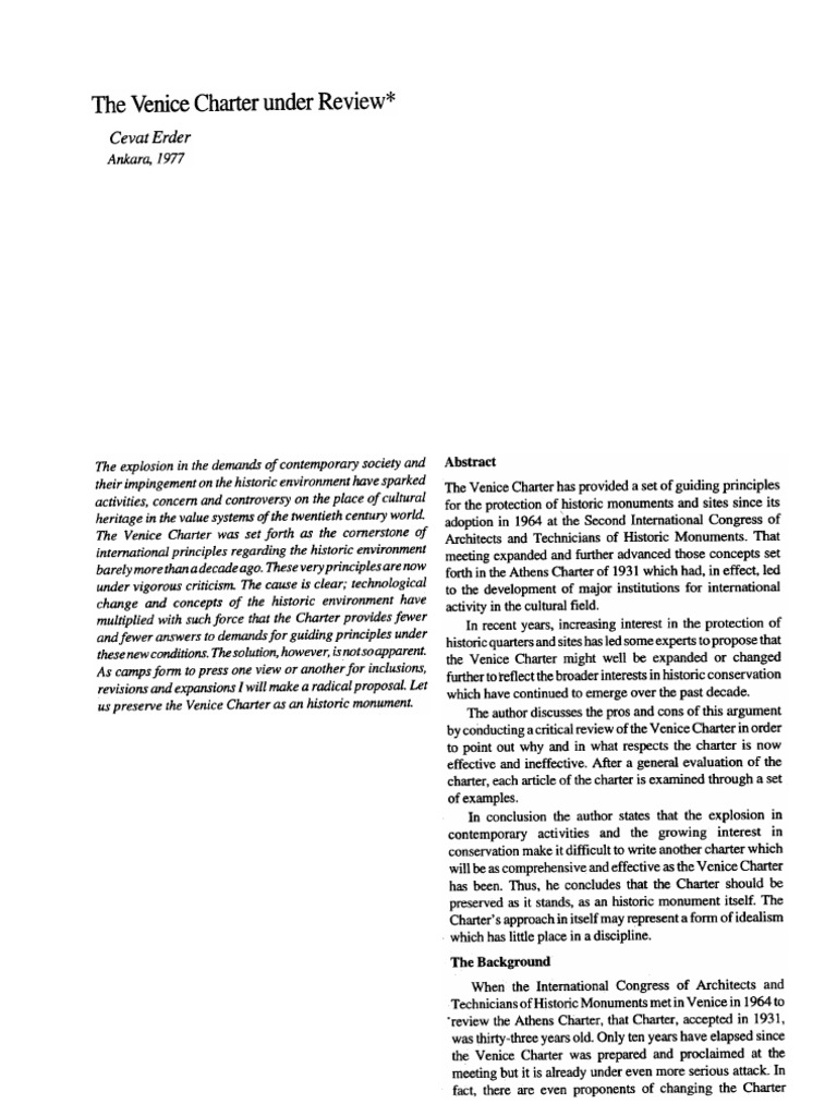 The Venice Charter Under Review | PDF | Archaeology | Museology
