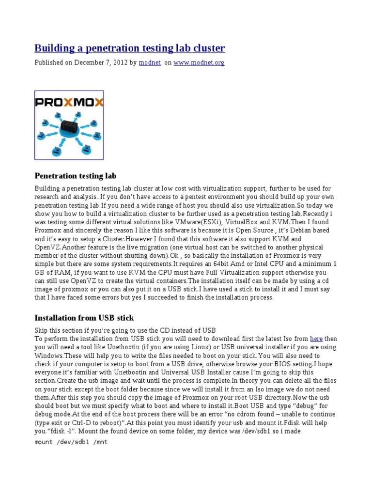 Building a Penetration Testing Lab Cluster | PDF | Booting ...