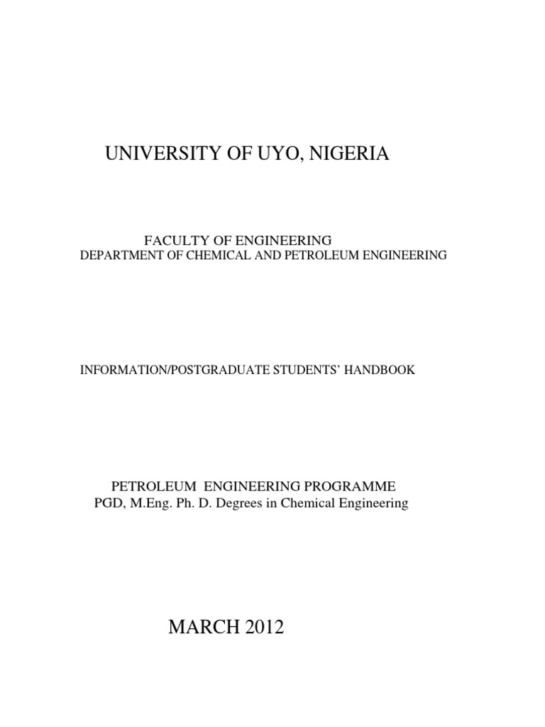 Info-Pet Eng PG Students' Handbook | PDF | Oil Well | Petroleum Reservoir